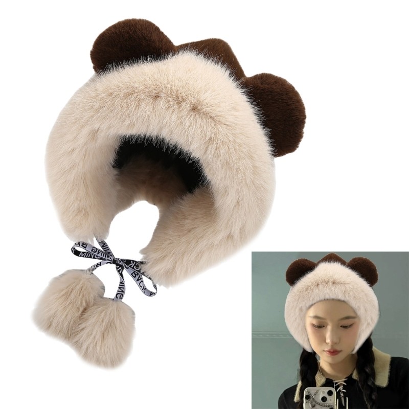 Lala Furry Faux Furry หมวกกันลมหมวกหนาอบอุ่นหู Flap หมวกสภาพอากาศเย็น ...