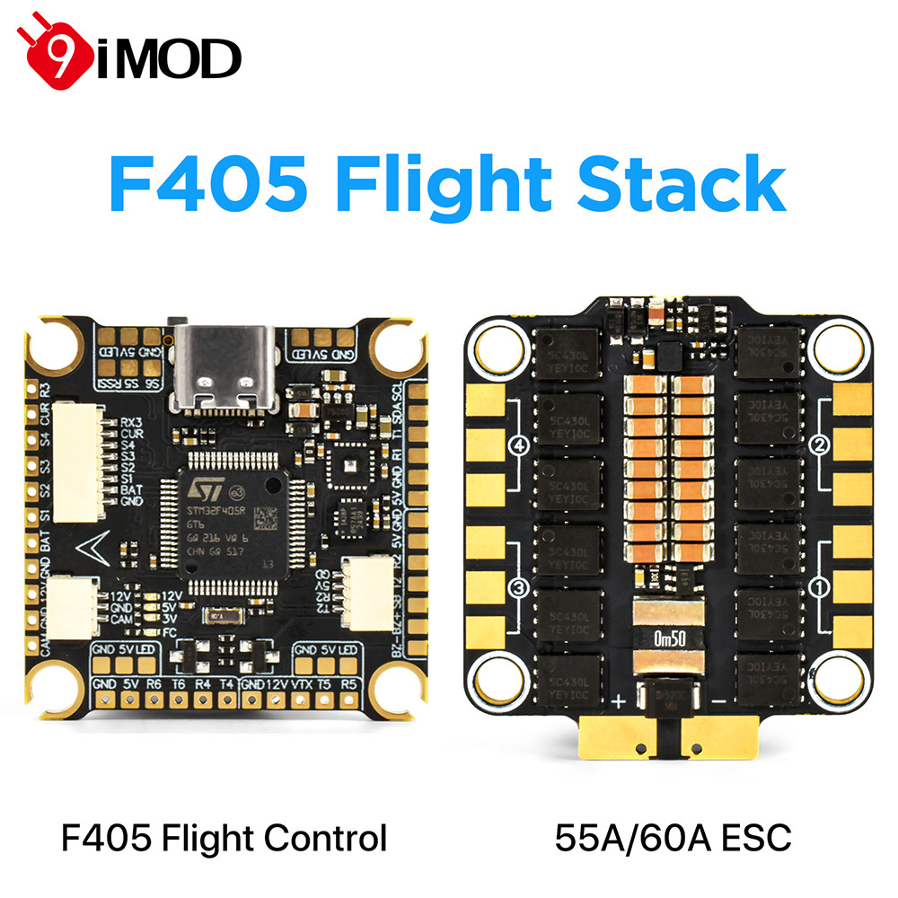 9IMOD F405 Flight Stack F405 ควบคุมการบิน 4in1 55A/60A ESC 3-6S Lipo 30 ...