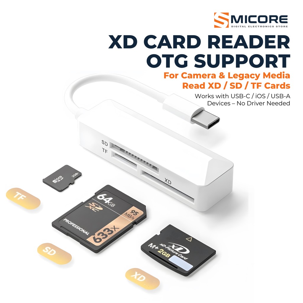 XD Card 3 in 1 OTG Card Reader รองรับ SD TF XD USB Type C iOS Android สำหรับมือถือ กล้อง ย้ายรูป ...