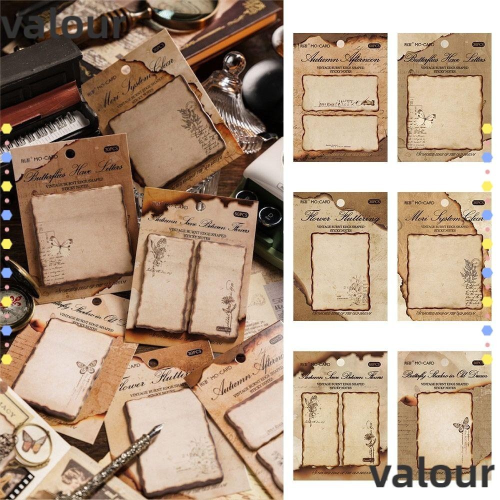 Valour Memo Pad, 60 แผ่นพืชรูปแบบผีเสื้อ Sticky Notes, Creative Vintage ...