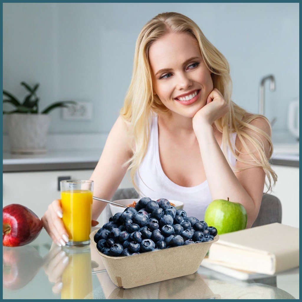 ตะกร้าสตรอเบอร์รี่กล่องผลไม้แบบใช้ซ้ําได้ Pulp Fiber 30 Pack Stackable Breathableed Fruit and ...