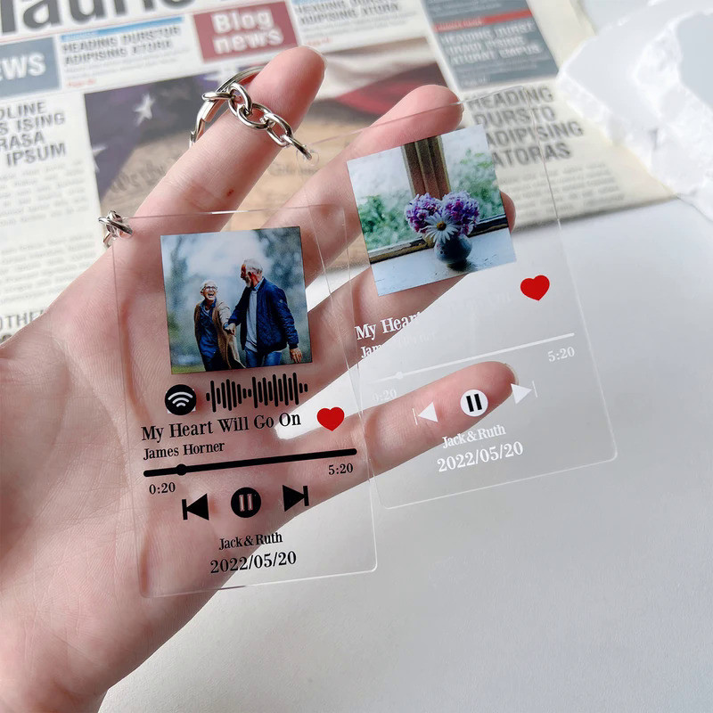 Custom Acrylic Spotify Code Music Keychain Personalized Women Men Photo ...