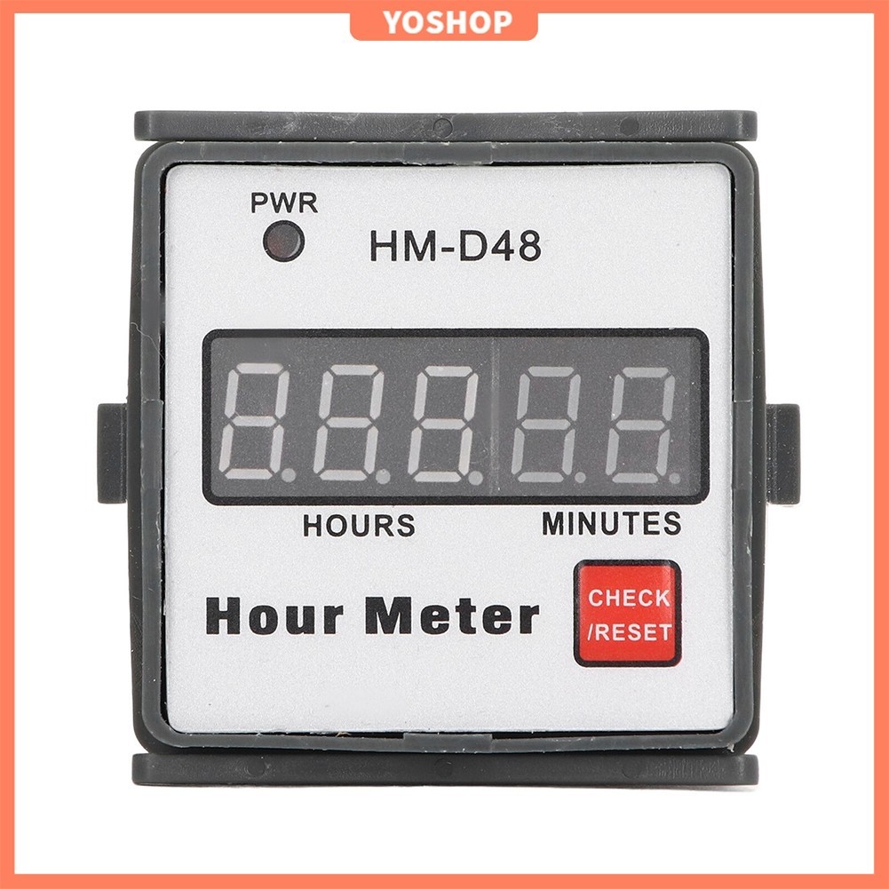 Ybp เครื่องวัดชั่วโมงจอแสดงผลดิจิตอล 0‐999.99h Timer Hourmeter AC 220V 50Hz HM-D48 | Shopee Thailand