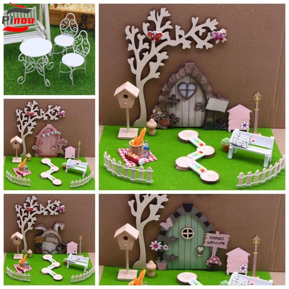 Pinou ตุ๊กตา Mini Courtyard ชุด, 1/12 สวนตุ๊กตาอุปกรณ์ตกแต่งอีสเตอร์ ...