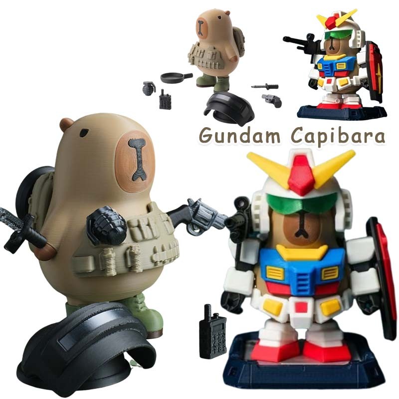 Creative Gundam Capybara 3D พิมพ์ของเล่น Capybara Adsorbable Action ...