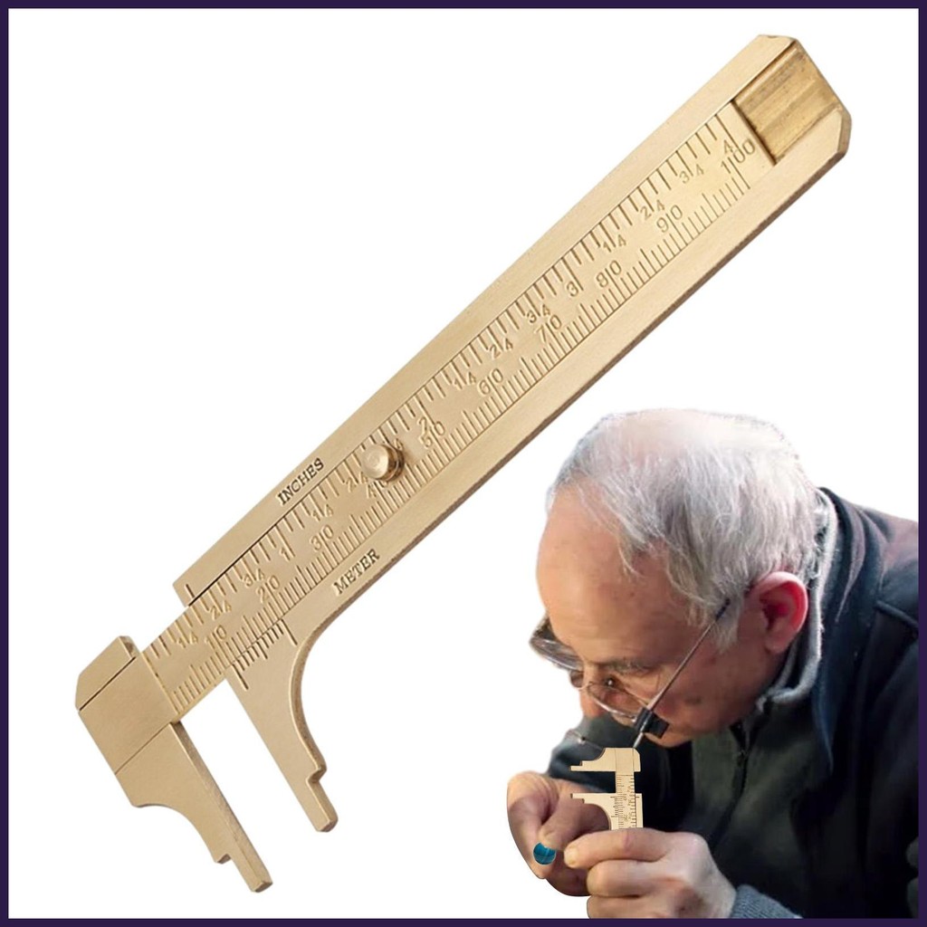 ไม้บรรทัดทองเหลืองขนาดเล็ก Double Scale Handy Caliper Vernier Caliper ...