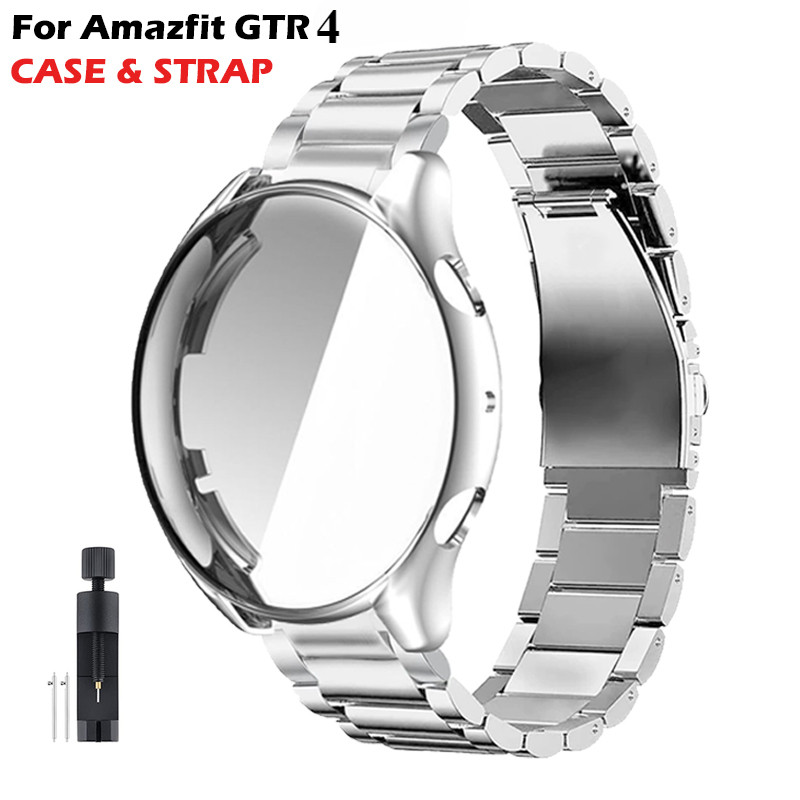 2 in 1 Case & Band สําหรับ Amazfit GTR4 GTR 4 สายสแตนเลสฝาครอบป้องกัน ...