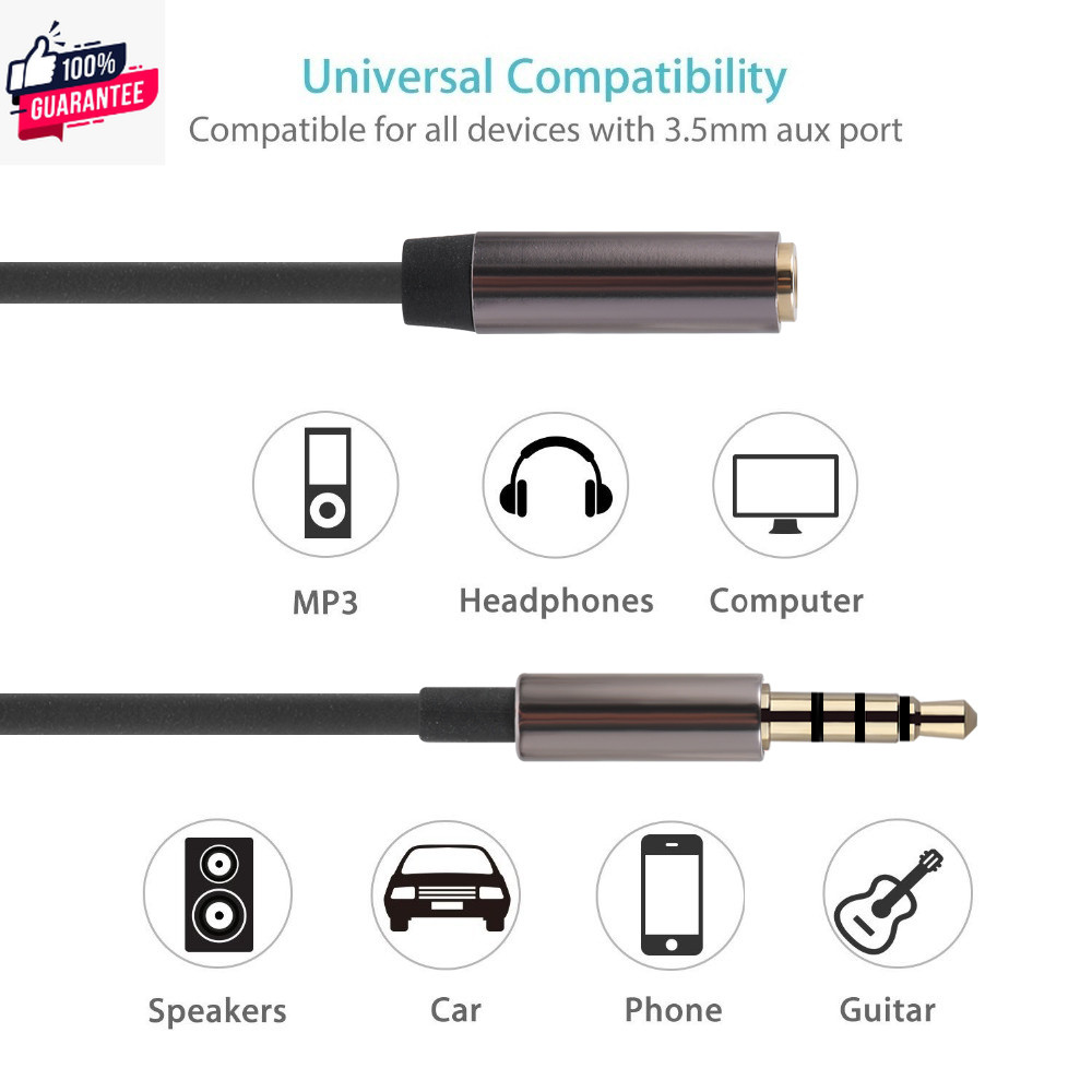 สาย Stereo 3.5mm หัว ผู้-เมีย 4P Audio Jack Extension Cable Male to ...