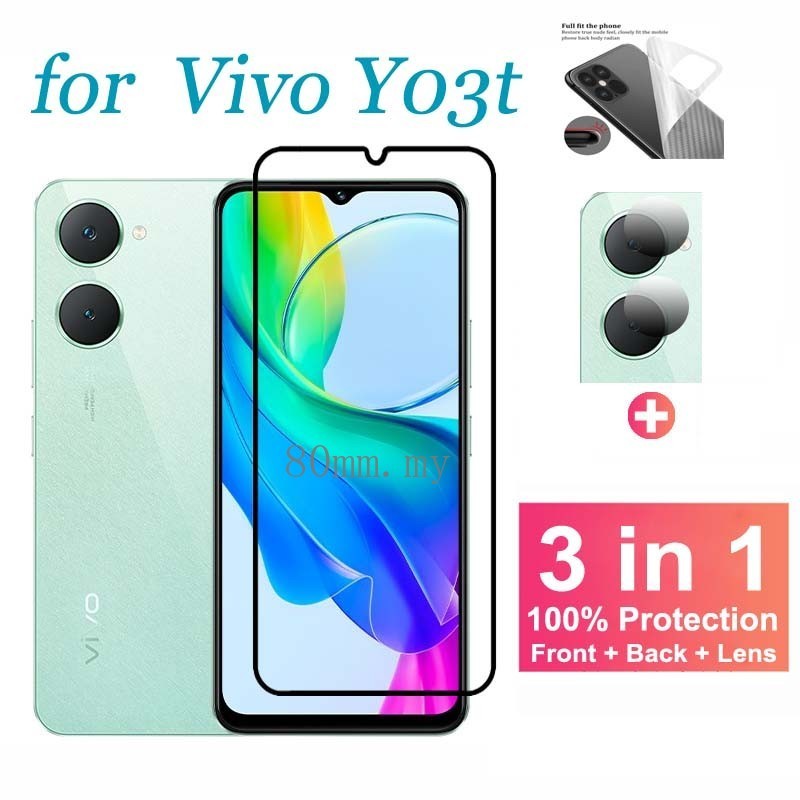 ฟิล์ม สำหรับ Vivo Y03t 9D กระจกนิรภัยสำหรับ Vivo Y03t Y03 Y01 Y02 Y02s Y02A Y02t Y17 Y17s Y18e ...