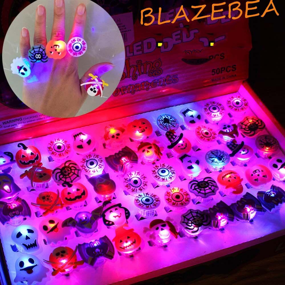Blazebea ฮาโลวีนเรืองแสงแหวนสยองขวัญ Props ไฟ LED นิ้วกระพริบแหวนนิ้วมือ Party Supplies เด็ก ...