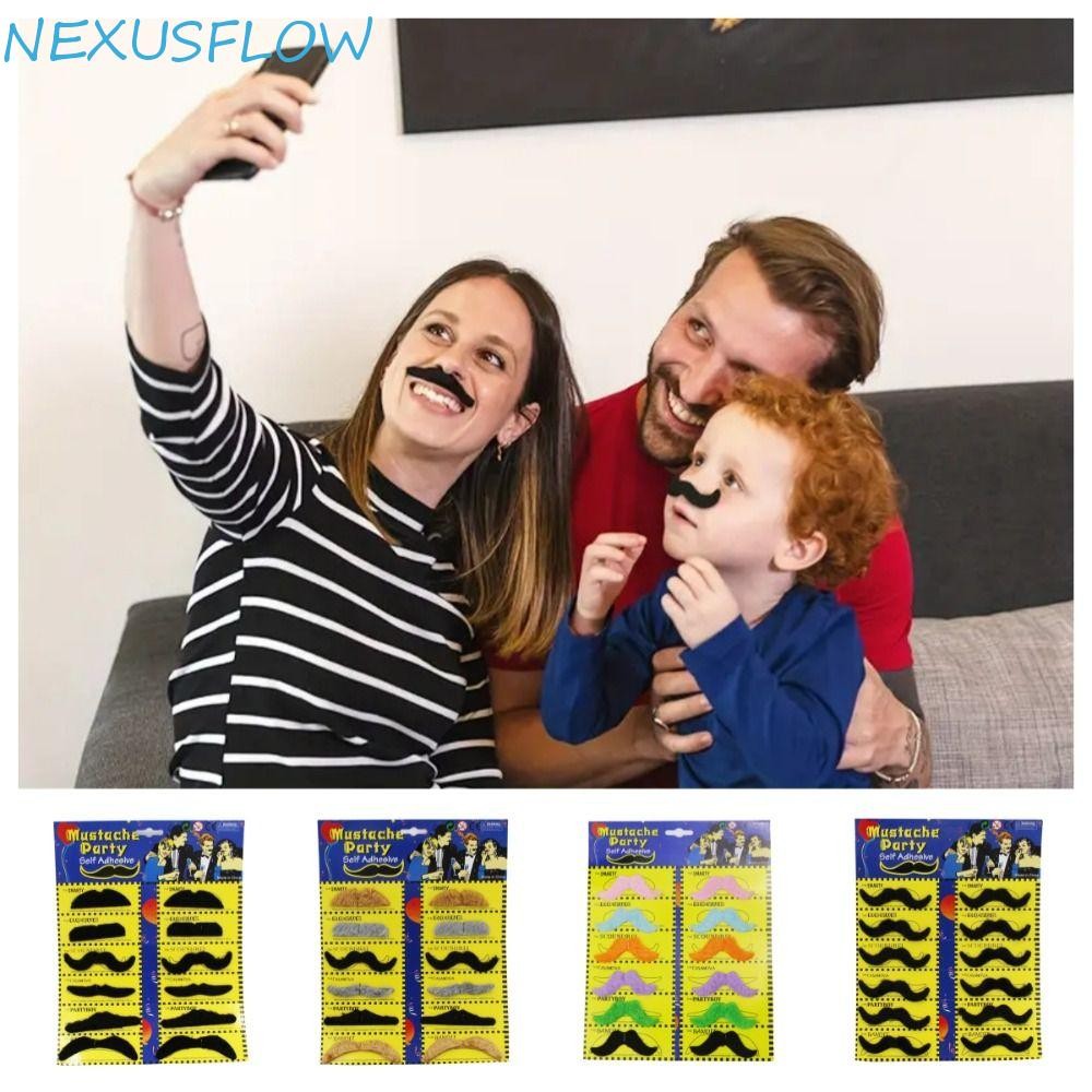 Nexusflow 12 ชิ้นตลกเครื่องแต่งกายหนวด,ที่มองเห็นได้ Prank Trick คอสเพลย์ปลอม Moustache, สนุกผม ...