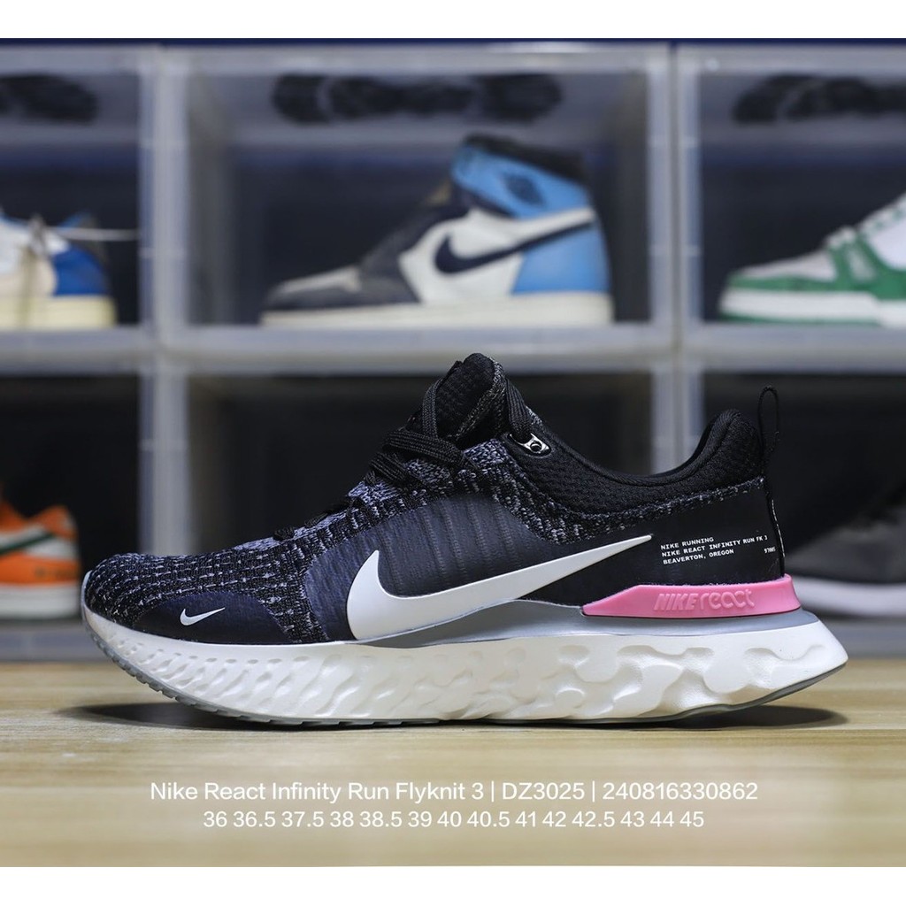 N_ike React Infinity Run Flyknit 3 Premium "Triple Black" Ria Infinity ...