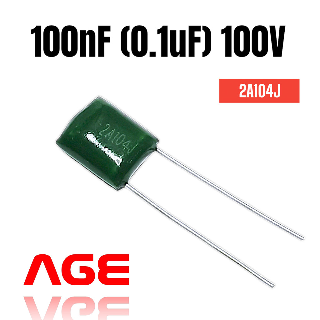 100nF 100V (0.1uF) 2A104J Capacitor Polyester | Shopee Thailand