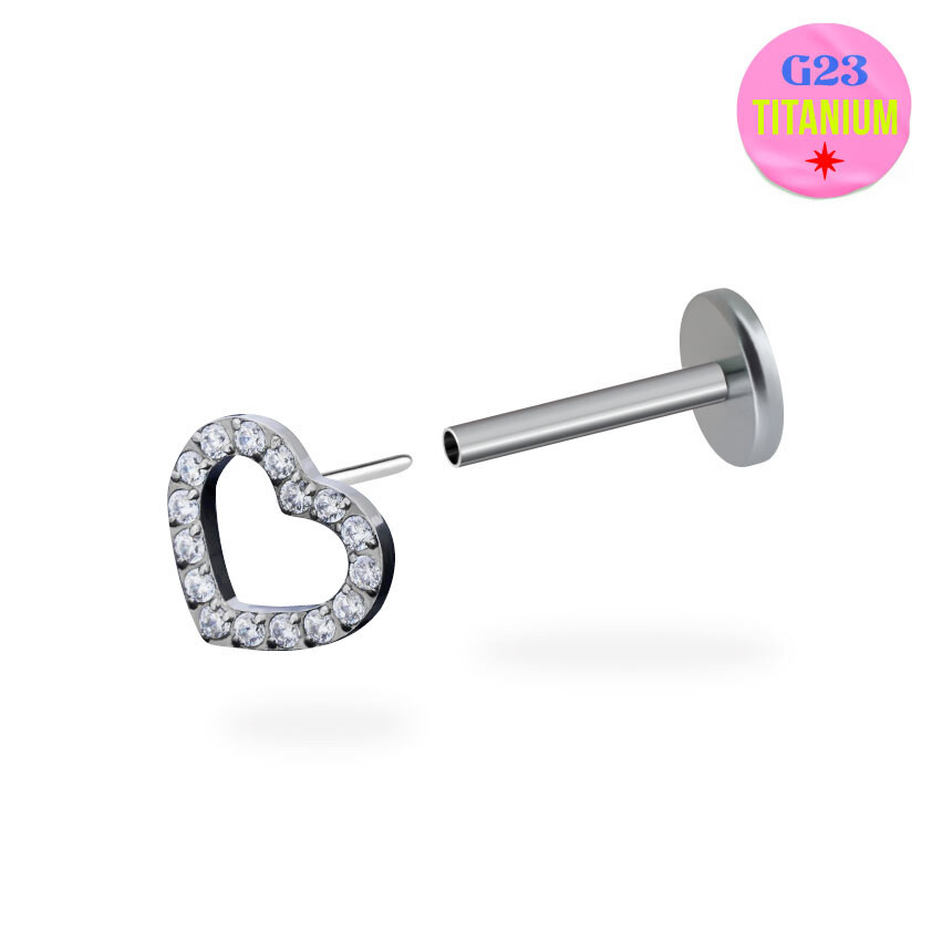 Heart Frame CZ Flatback Titanium Earring (1ชิ้น) | Shopee Thailand