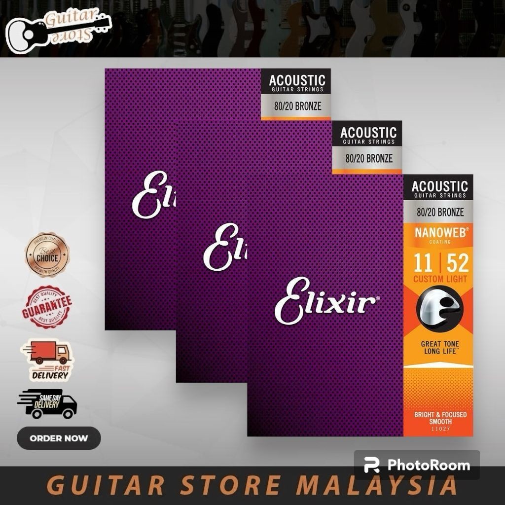 Elixir NANOWEB ACOUSTIC ANTI-RUST FULL SET GUITAR STRING | Shopee Thailand