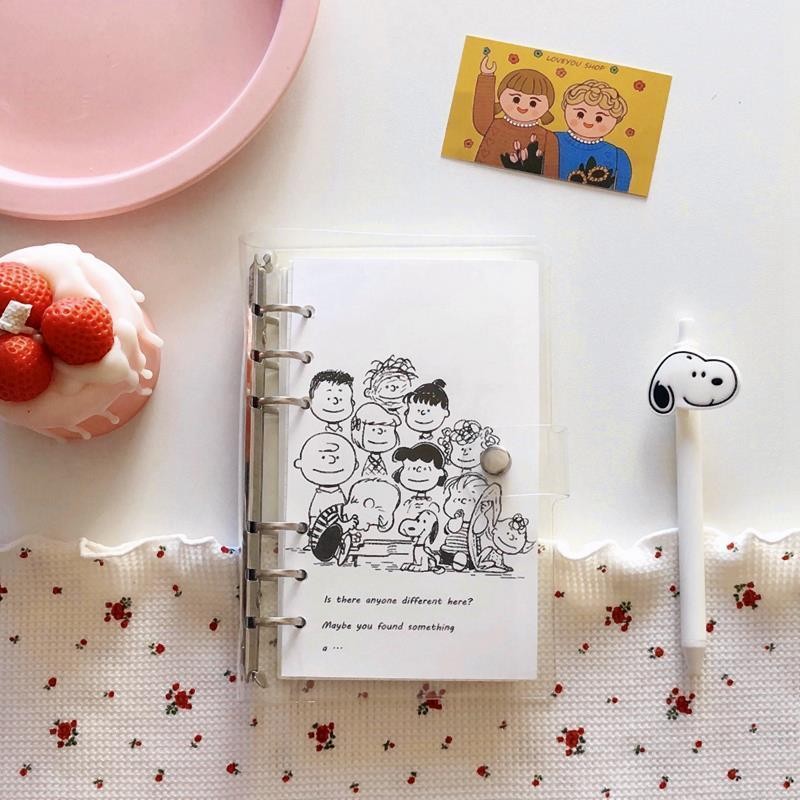 เกาหลีเกาหลี ins Snoopy Charlie คู่มือหลวม A6 Grid Notebook Snoopy ...