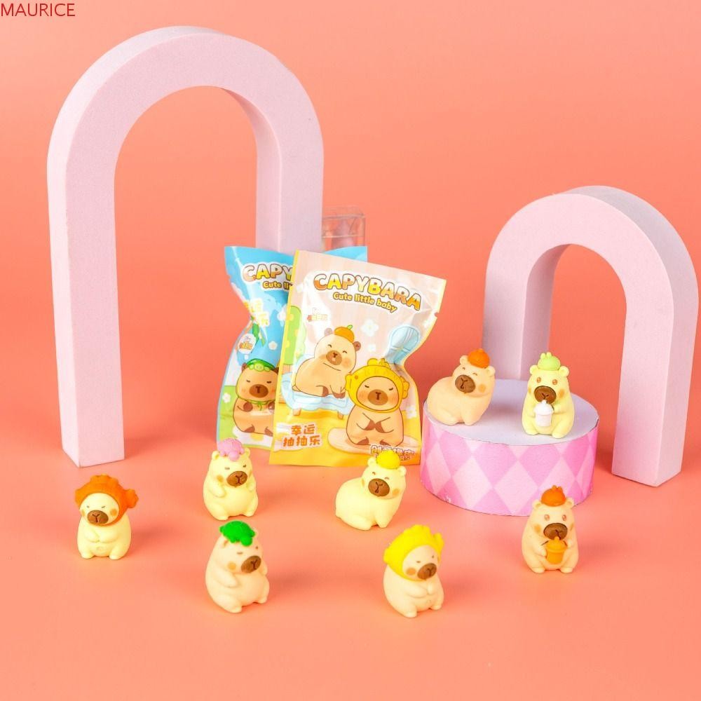 MAURICE 32 ชิ้น/เซ็ต Capybara รูปยางลบดินสอ,อะนิเมะอุปกรณ์ต่อพ่วงชุด Eggy ยางลบดินสอ, ตัวเลขรุ่น ...