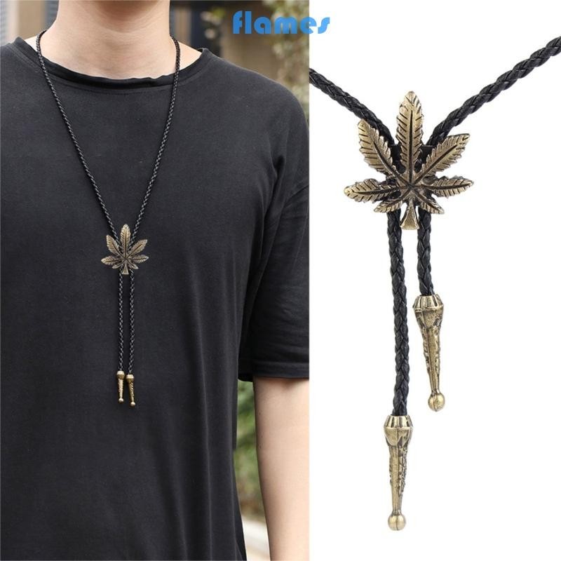 Fl Braided Shoestring Monstera Bolo Tie แกะสลักใบคาวบอยเนคไทสร้อยคอ ...