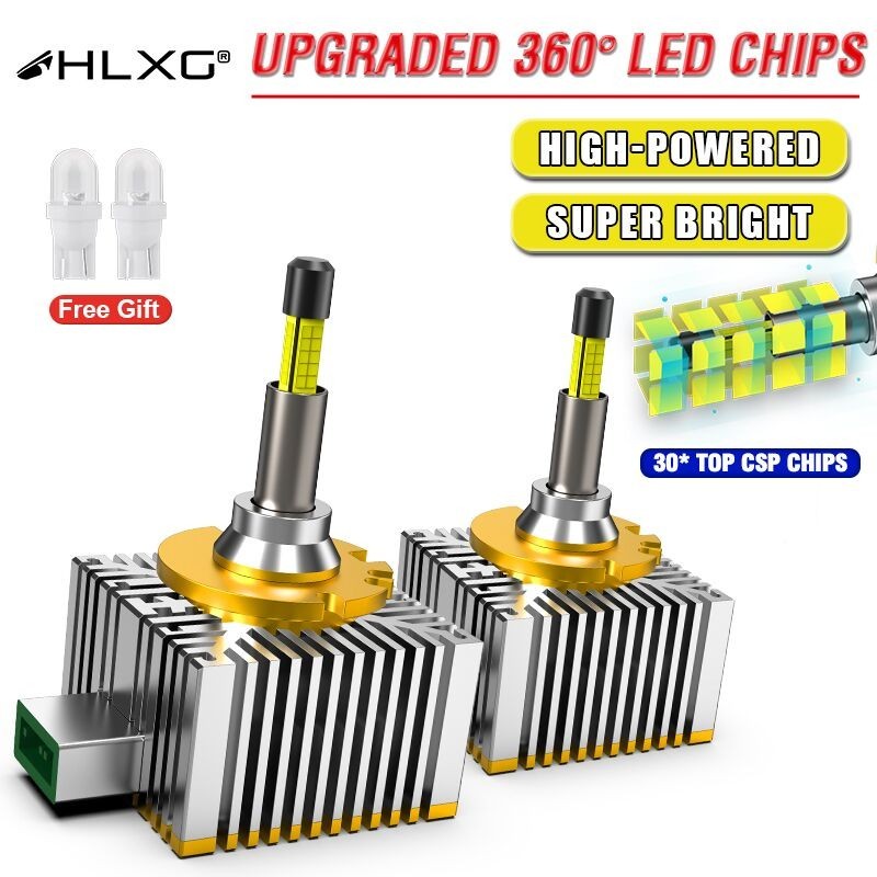 Hlxg D1S D3S 360 LED ไฟหน้าหลอดไฟ HID D2S D4S LED Canbus D1R D2R D3R D4R Xenon Turbo รถโคมไฟ ...