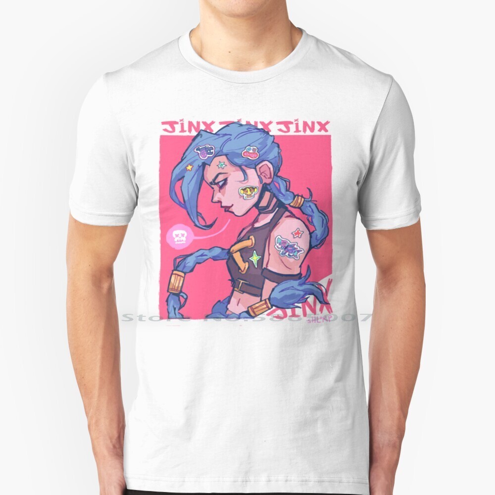 Jinx Design T เสื้อผ้าฝ้าย 100% Zaun Zaun Zaun Arcane League Jinx ...