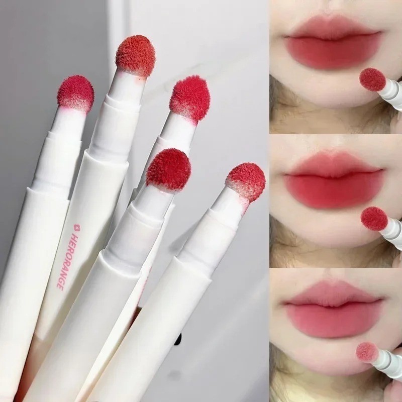 Fluffy Velvet Soft Lip Glaze - Dye Cheek Lip Tint - Rose Red Blush Lip ...