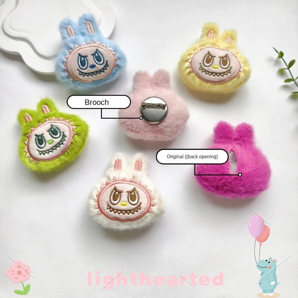 Lighthearted เสื้อผ้า Badge Pins, การ์ตูน Plush Labubu Pins เข็มกลัด ...