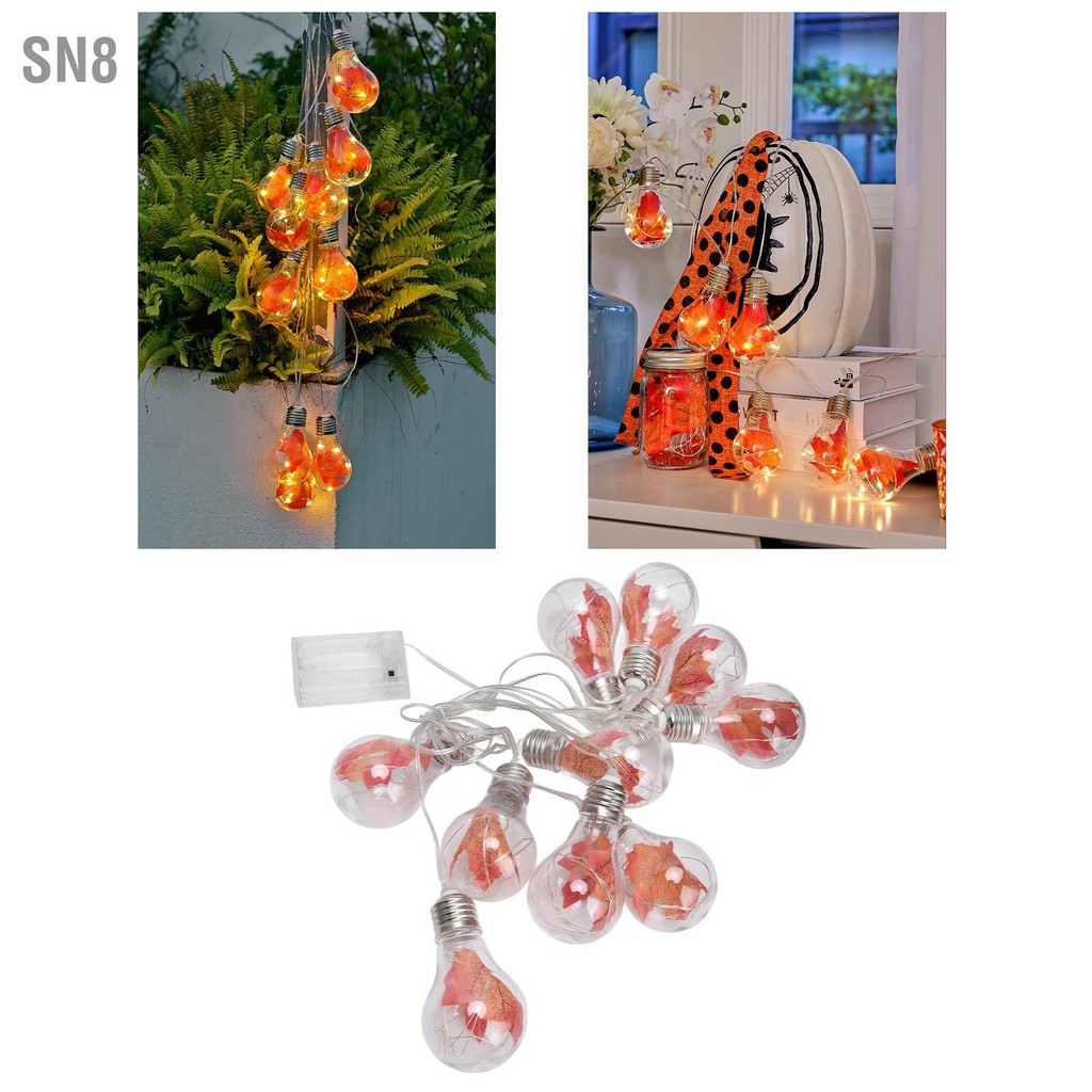 SN8 10LED Maple Leaf String Light 4m ฮาโลวีนหลอดไฟ โคมไฟสำหรับเทศกาล ...