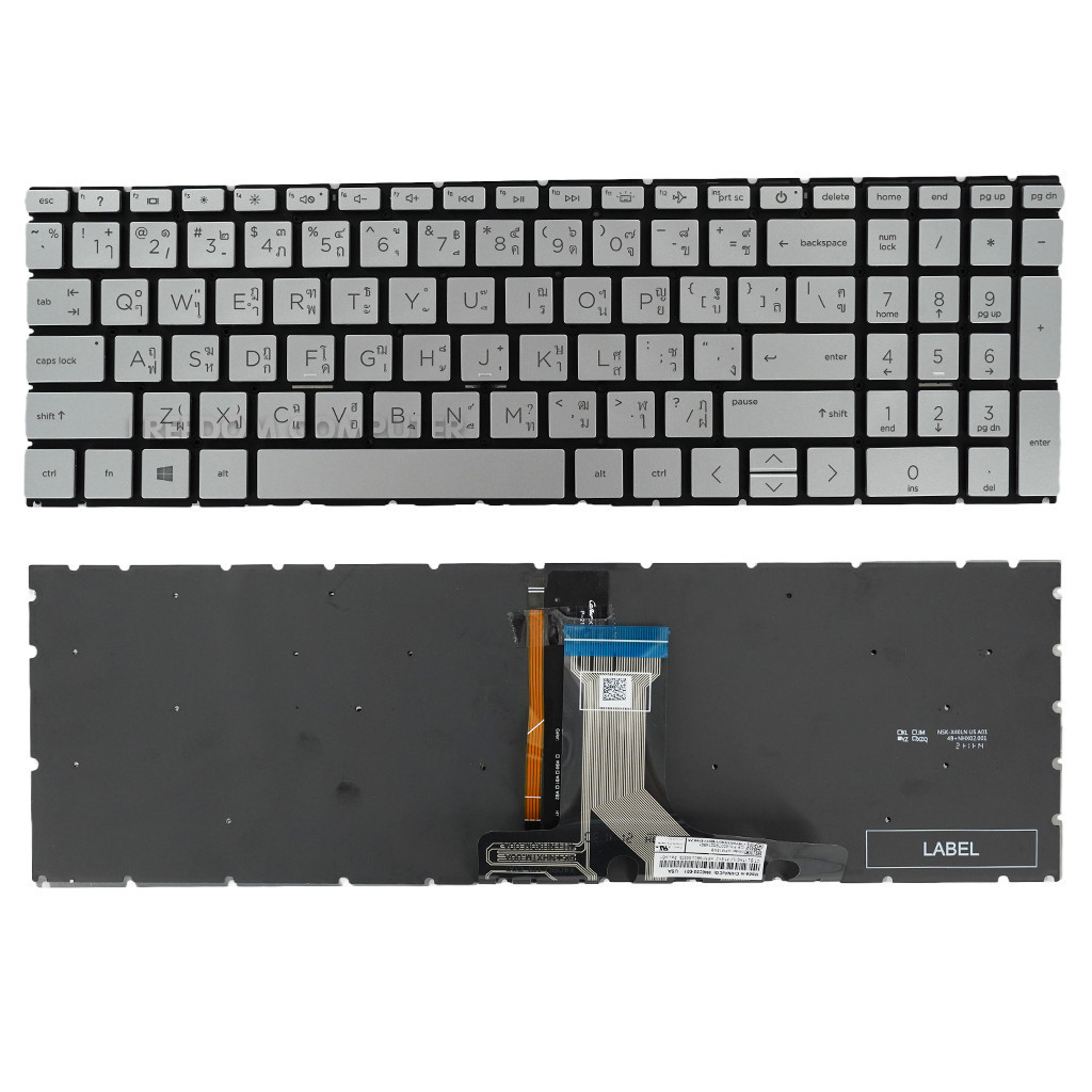 คีย์บอร์ด HP PAVILION 15-EG 15-EH สีเทา ไทย อังกฤษ มีไฟ KEYBOARD ...