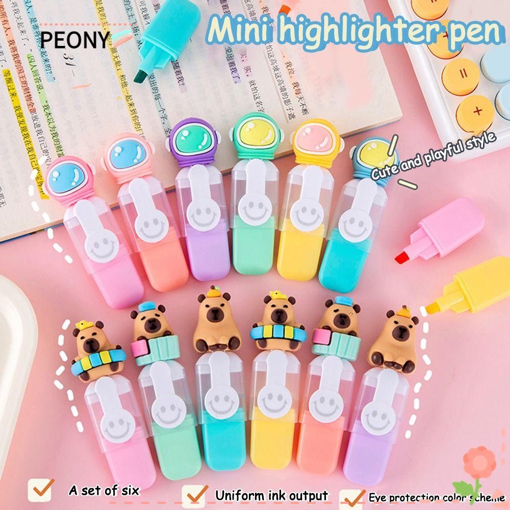 Peonypavilion 6 ชิ้น Highlighter, Capybara Graffiti DIY Marker ปากกา ...