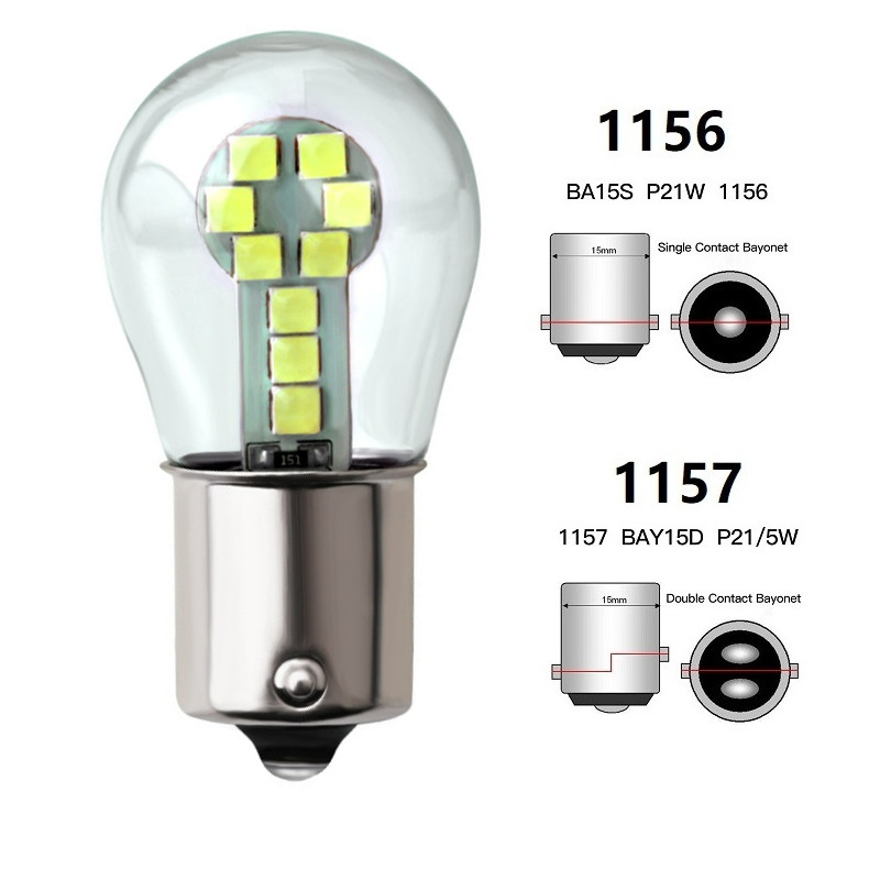 Y1ชิ้น BA15S P21W หลอดไฟ LED 1156 1157 BAY15D P21/5W R5W R10W ไฟเบรครถ18SMD ชิป3030 DRL เปิด ...