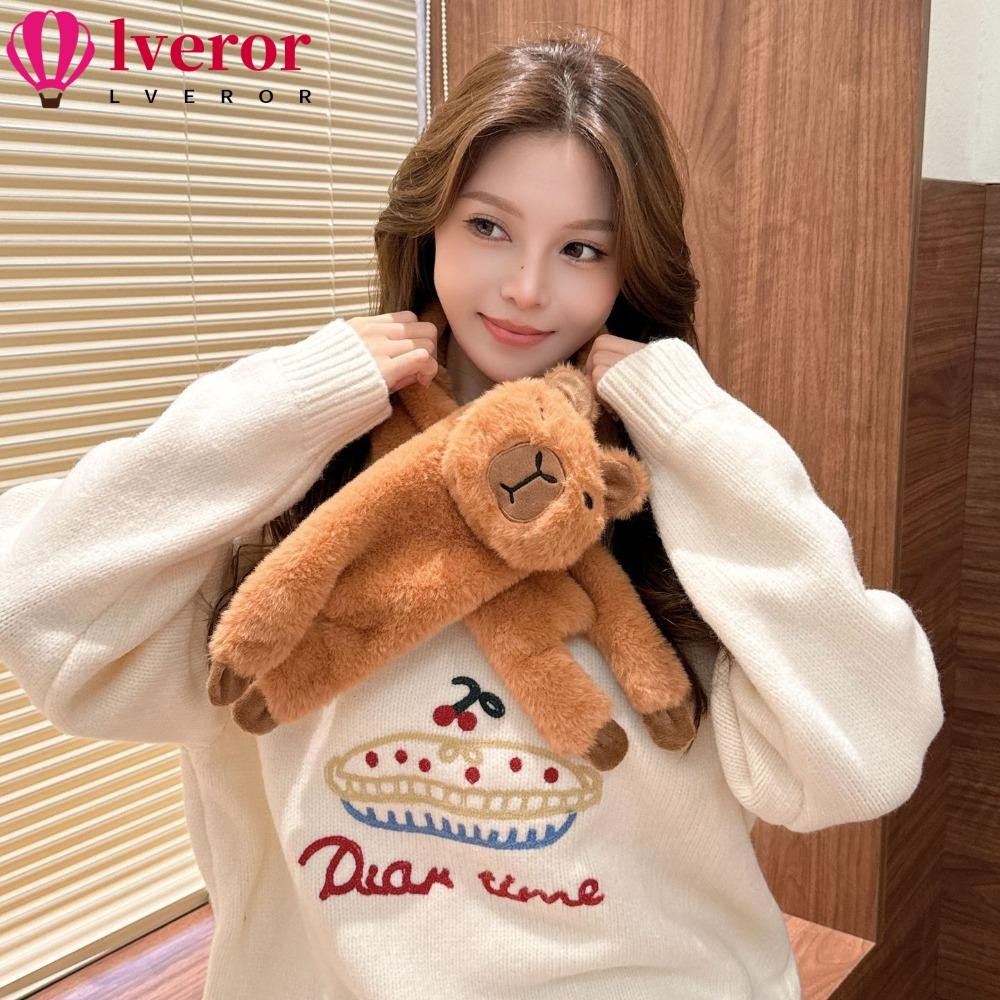 ผ้าพันคอข้าม LVEROR, ผ้าพันคอคอตุ๊กตาอบอุ่น, 2024 Thicken Capybara Elegant Neckerchief Wrap ...