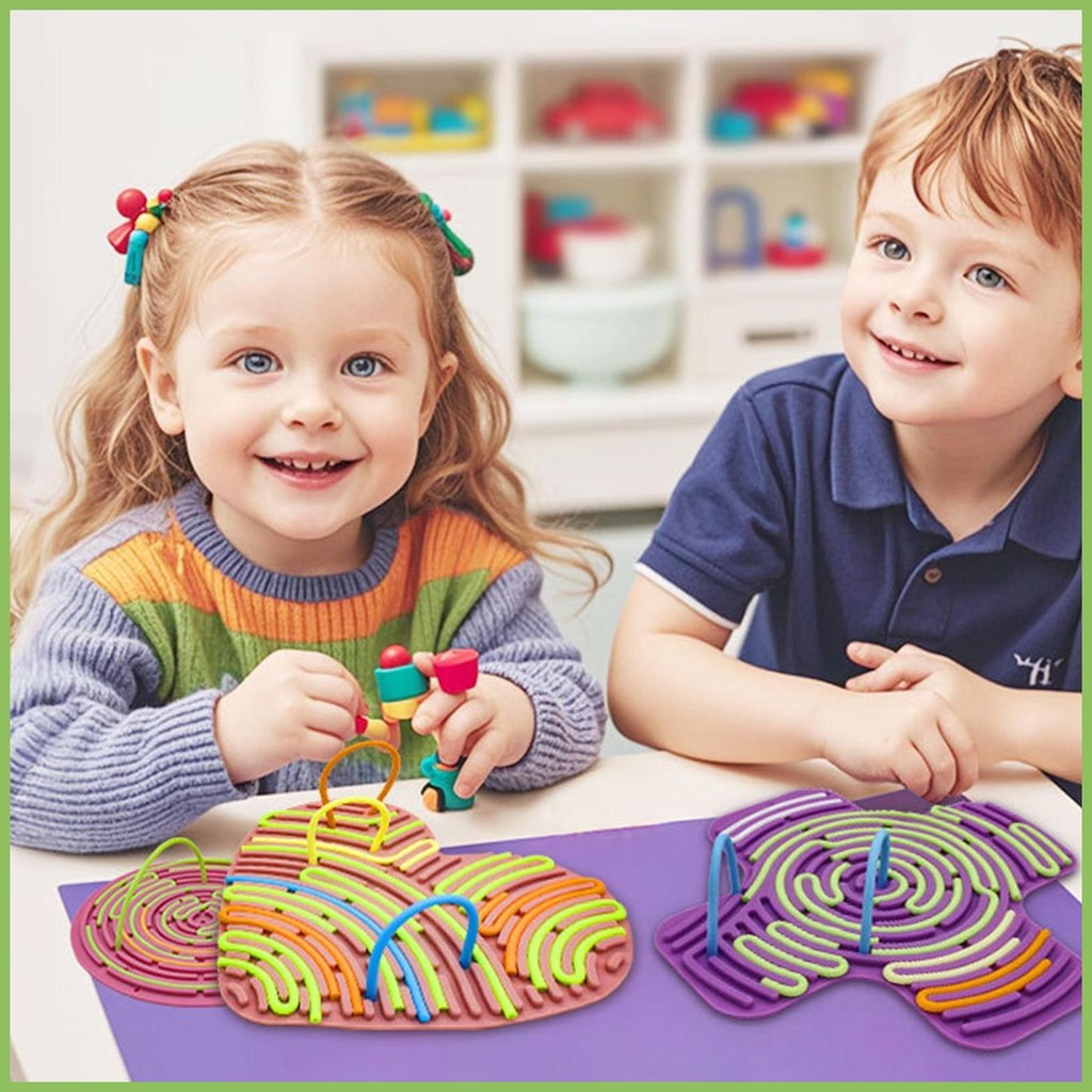 ซิลิโคน Sensory Fidget Board ของเล่นซิลิโคนแบบพกพา 10 สาย Fidget Calm ...