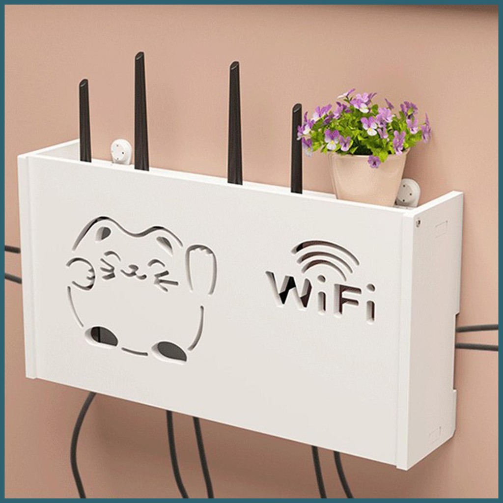 Wifi Router กล่องเก็บ Fortune Cat Hollow Router Hider กล่องไม่มีการเจาะ ...