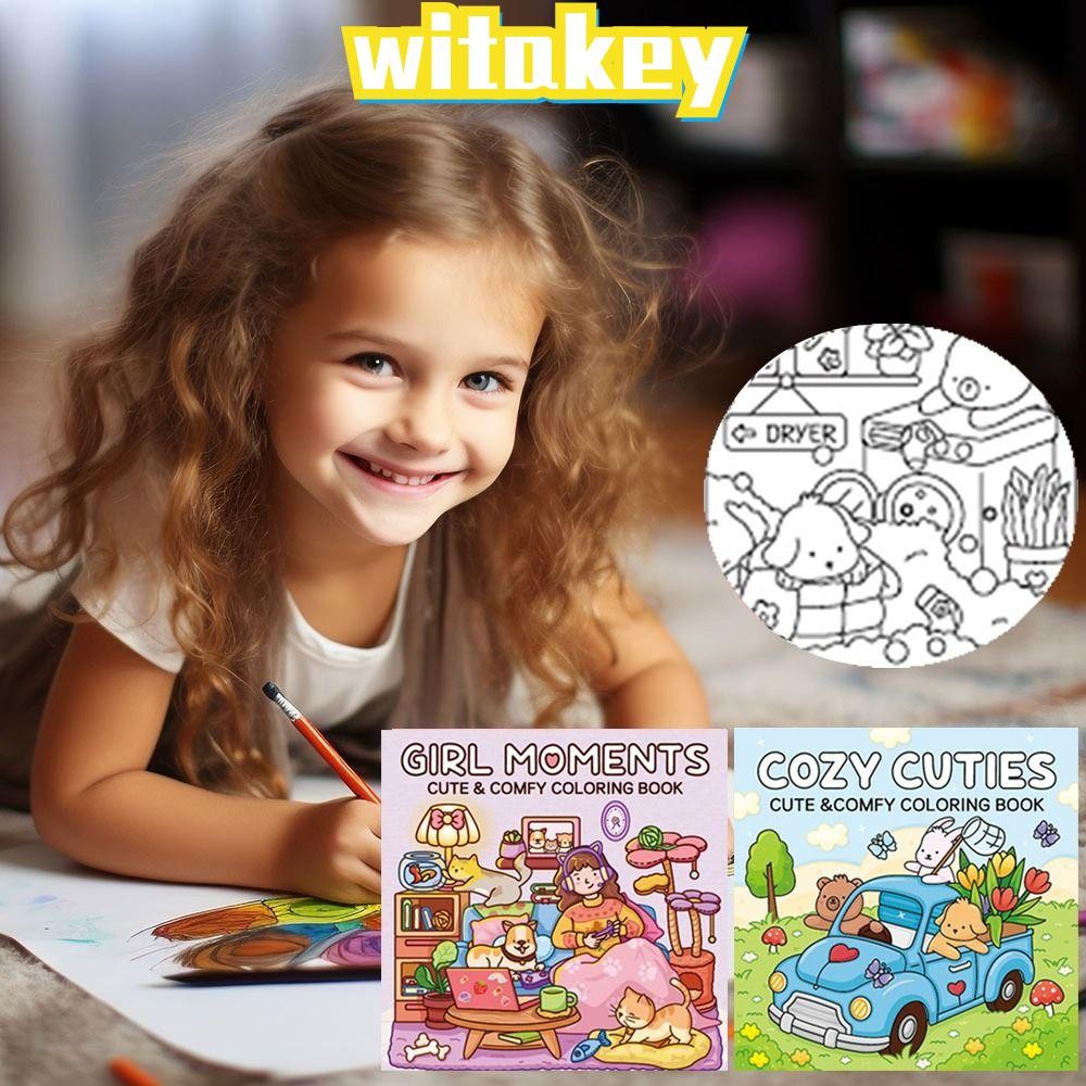 สมุดระบายสี WITAKEY, การศึกษา COZY CUTIES หนังสือภาพวาด Graffiti, Creative ความเครียดบรรเทา GIRL ...