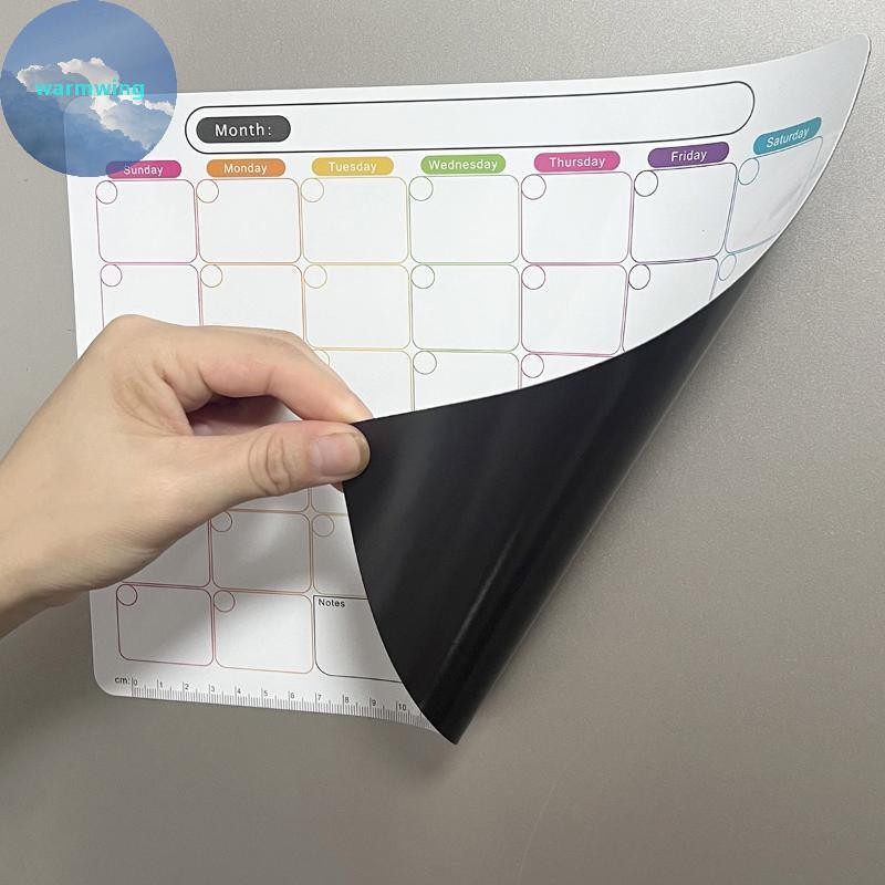 Warmwing แม่เหล็กตู้เย็นแห้งลบปฏิทินรายเดือนวางแผนไวท์บอร์ดบันทึกกระดานข้อความ Memo Pad ห้องครัว ...