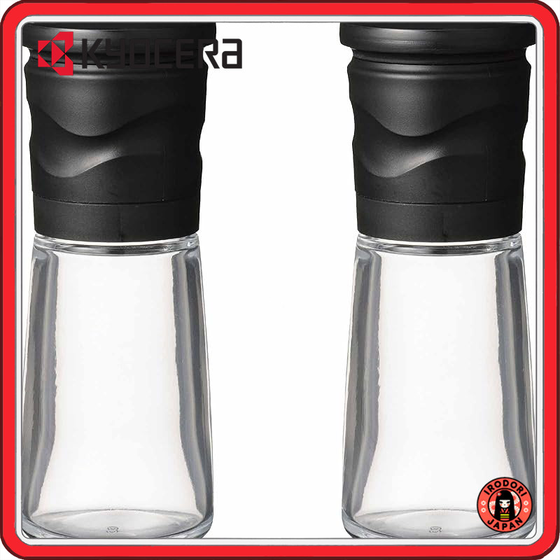 Kyocera Mill 90ml 2-Pack Black Ceramic Salt & Pepper Grinder Crystal ...