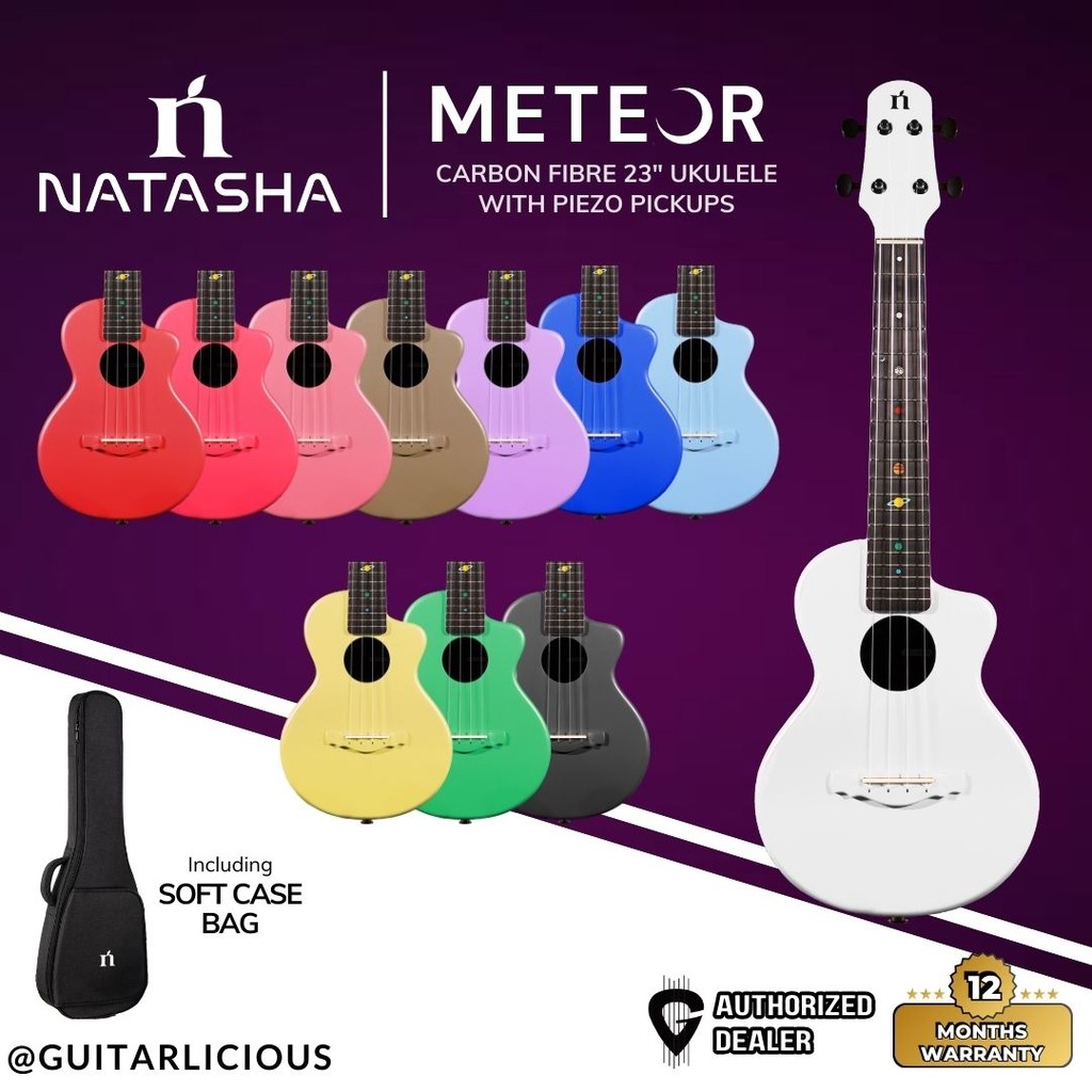 Natasha Meteor Carbon Fiber 23" อูคูเลเล่พร้อมปิ๊กอัพ Piezo ( NAT-METEO ...