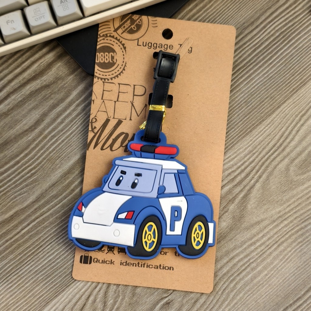 การ์ตูนน่ารัก Polly Deformed Police Car Fire Truck แท็กกระเป๋าเดินทาง ...