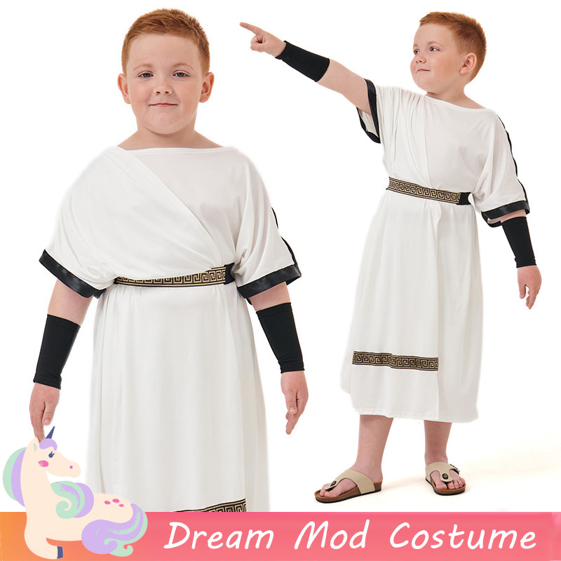 โบราณโรมกรีกพระเจ้าคอสเพลย์เครื่องแต่งกายสําหรับเด็ก Boy Greece สีขาวสี ...