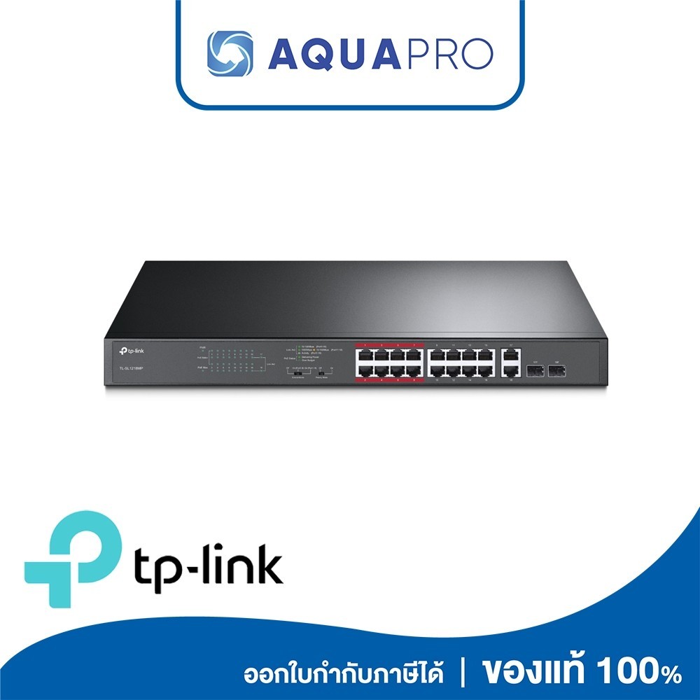 TP-LINK TL-SL1218MP | 16-Port 10/100 Mbps + 2-Port Gigabit Rackmount Switch with 16-Port PoE+ ...
