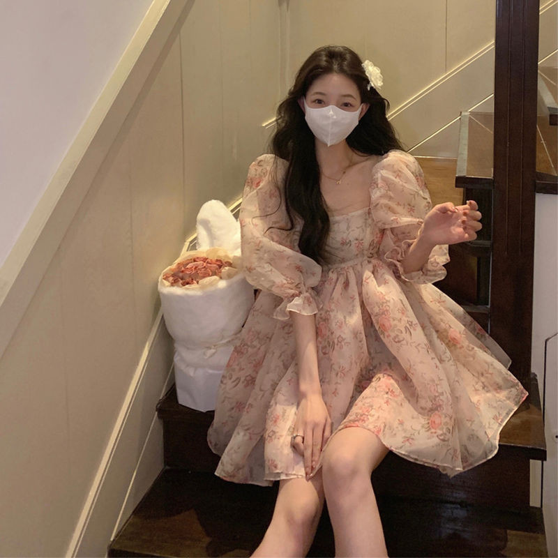 ชุดเดรสผู้หญิงนางฟ้าดอกไม้หวานนักเรียนสลิม Fugitive Princess Fluffy ...