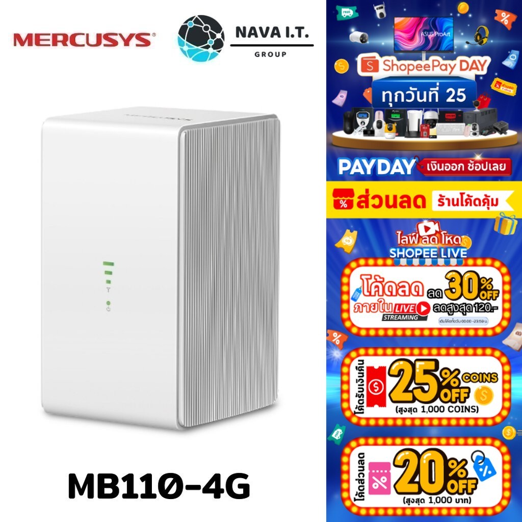 ⚡️กรุงเทพฯด่วน1ชั่วโมง⚡️ MERCUSYS MB110-4G 300 MBPS WIRELESS N 4G LTE ...