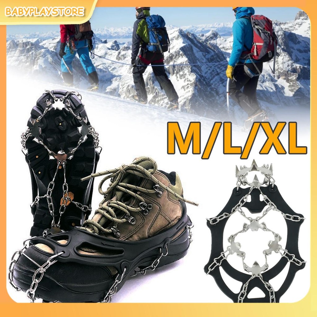 Ice Snow Cleats Grips สแตนเลสลื่น Walk Traction Ice Cleat Spikes 19 ...
