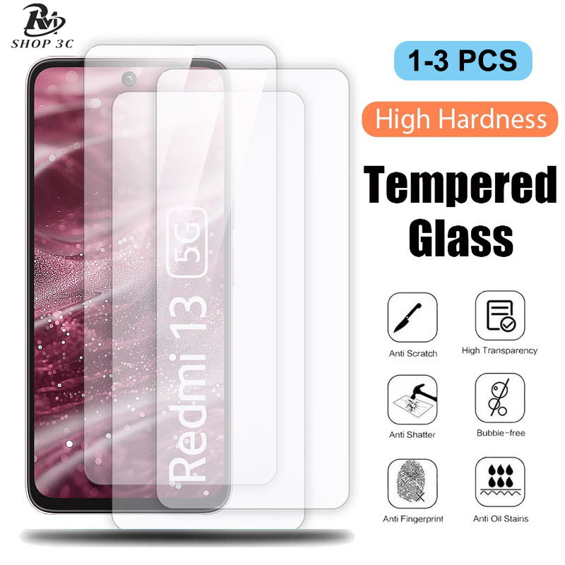 3PCS ฟิล์มกระจกนิรภัยใช้สำหรับ Xiaomi Redmi 13 13C 12 12C 11A 10 10A 10C 9 9A 9C 9T 8 8A A3 A2 ...