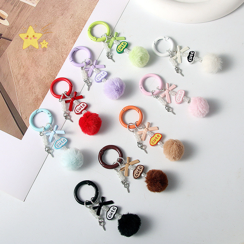 [JBTH] น่ารัก Simple Hairball จี้พวงกุญแจสําหรับผู้หญิงสาวสีสัน Pompom ...