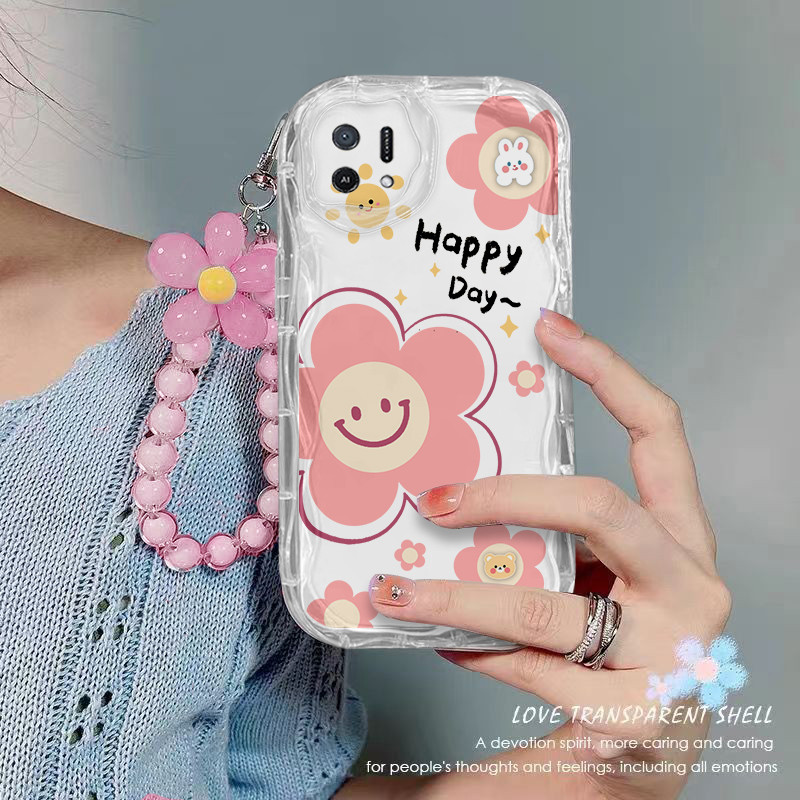 เคส OPPO A16K เคสโทรศัพท์ใส ดอกไม้ เชือกห้อยลูกปัด เคสโทรศัพท์กันกระแทกแบบใส | Shopee Thailand
