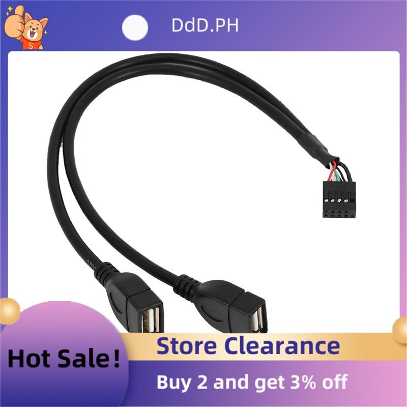 30 ซม. 10 พินเมนบอร์ดหญิง Header ถึง 2 พอร์ต Dual USB 2.0 อะแดปเตอร์ชาย ...