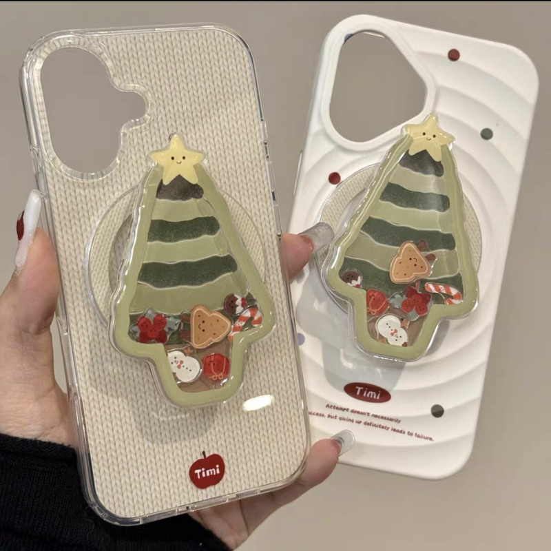 Creative Christmas Tree Rocker ขาตั้งแม่เหล็กสําหรับ iPhone16 15 14 13 ...