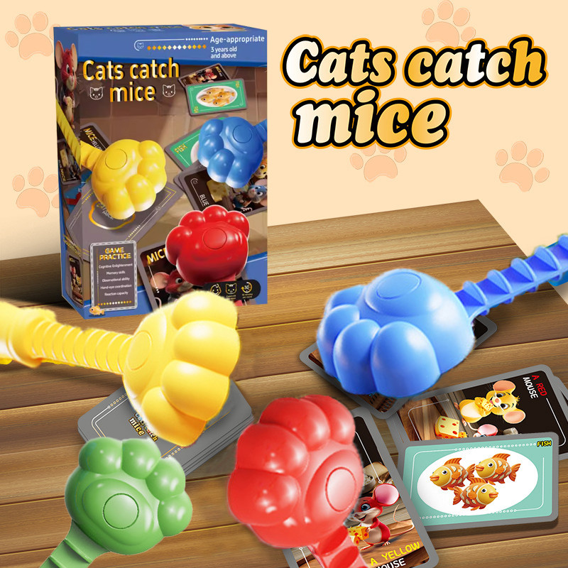 Geetoy 56 การ์ด 4 กรงเล็บแมวจับเกมกระดานเมาส์ตอบสนองการฝึกอบรม การศึกษา ...