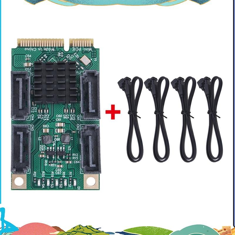 Mini PCI-E 4 พอร์ต III 6G Mini PCI Express Controller การ์ด SATA3.0 ...